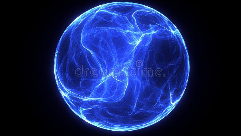 A Neon Sphere of Energy, Composed of Particles and Waves, Radiates a ...