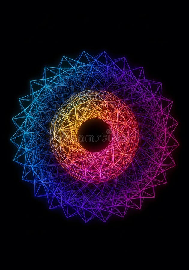 Neon Spirograph Circle Pattern Stock Illustration - Illustration of ...