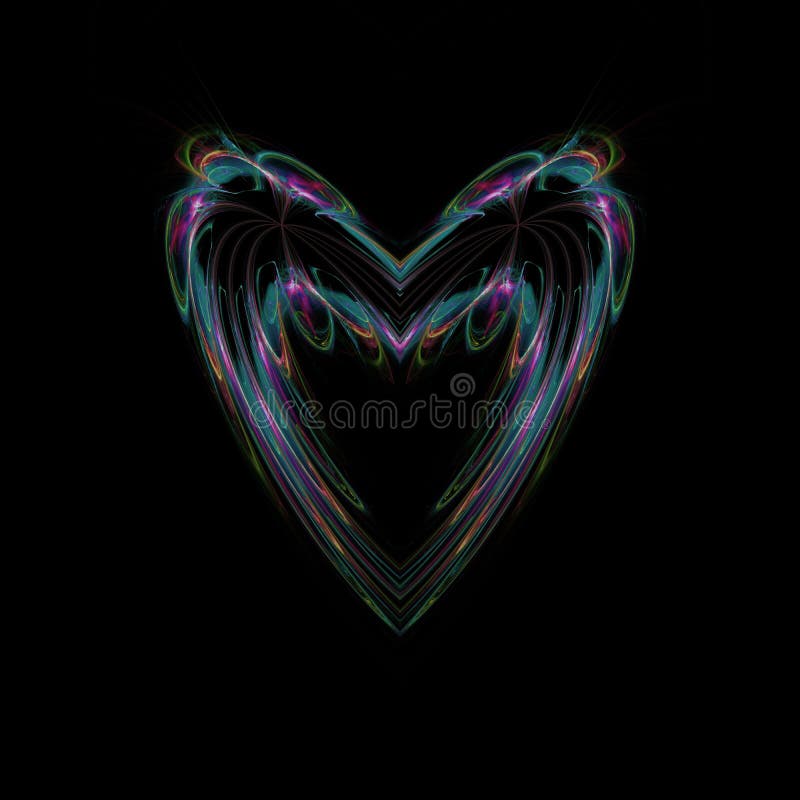 Neon Splash Fractal Heart Decorative Tile Stock Illustration ...