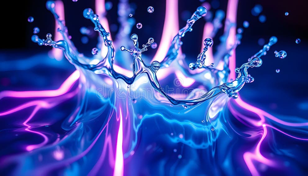 Neon Splashes: Capturing the Electrifying Beauty of Water Stock ...