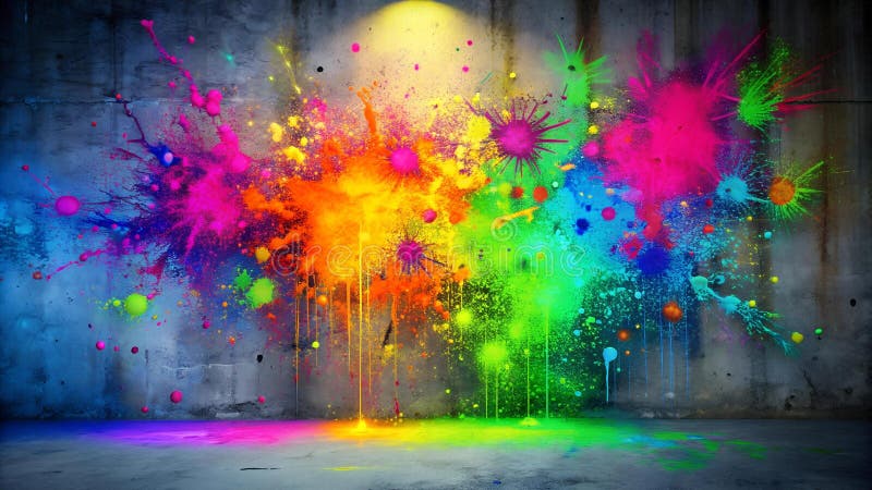 Neon Splatter on Concrete a Vibrant Graffiti Background Generative AI ...
