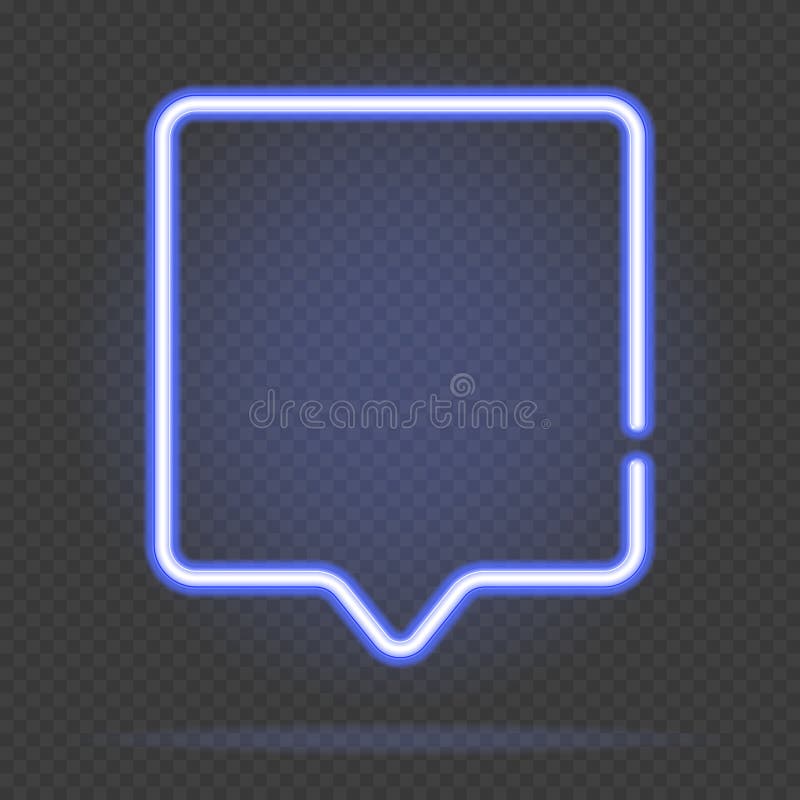 Neon Square Chat Speech Bubble Shape. Vector Illustration Stock Vector ...