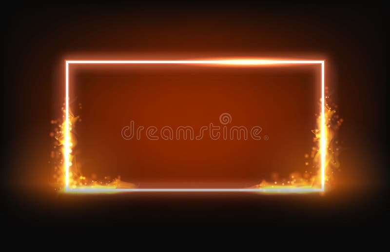 Neon Square Frame with Fire and Smoke Element Stock Vector ...