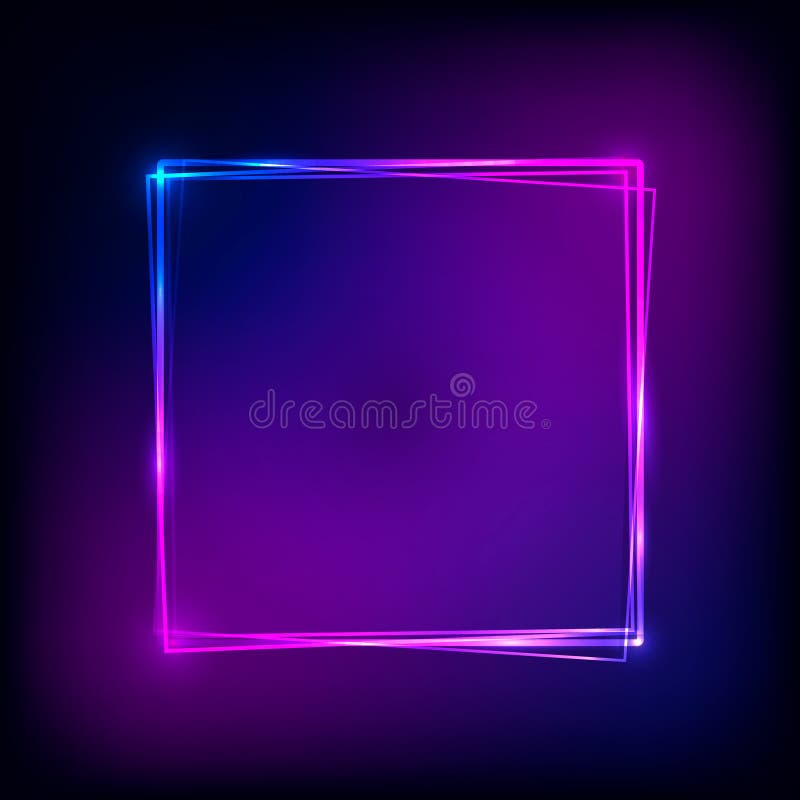 Neon Square Frame with Lights, Vector Illustration. Stock Vector ...
