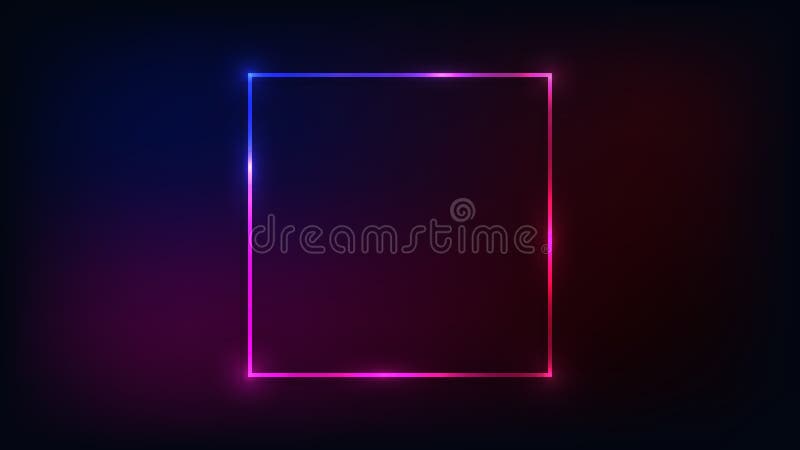 Neon Square Frame with Shining Effects and Sparkles Stock Vector ...