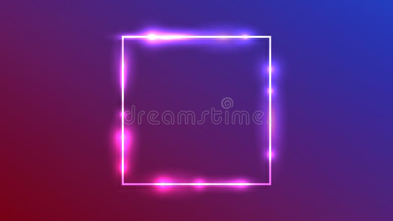 Neon Square Frame with Shining Effects and Sparkles Stock Vector ...