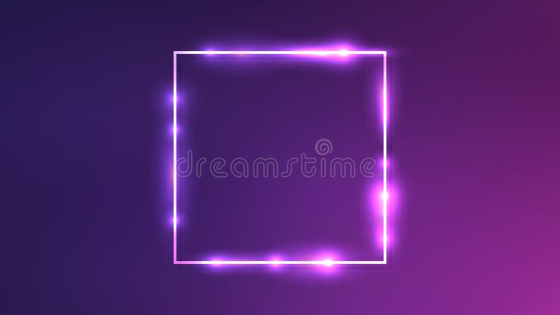 Neon Square Frame with Shining Effects and Sparkles Stock Vector ...