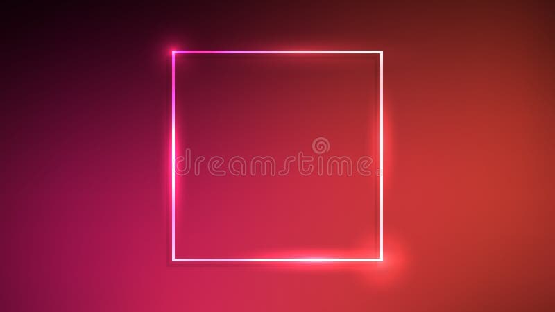 Neon Square Frame with Shining Effects and Sparkles Stock Vector ...