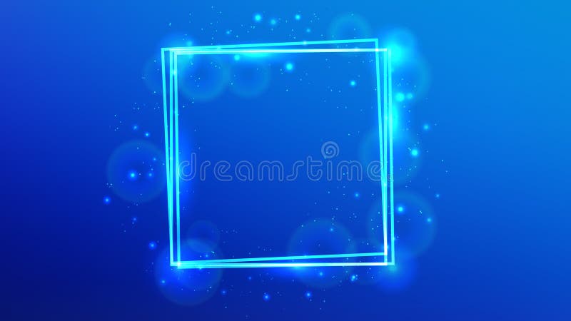 Neon Square Frame with Shining Effects and Sparkles Stock Vector ...