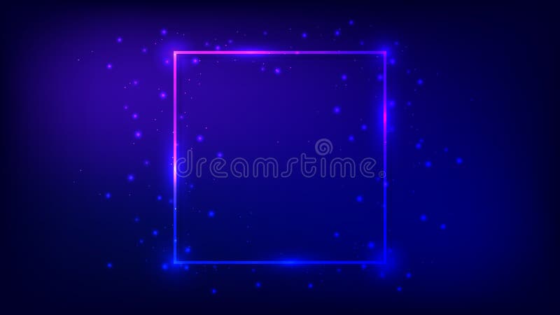 Neon Square Frame with Shining Effects Stock Vector - Illustration of ...