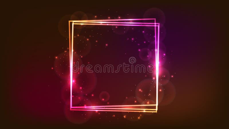 Neon Square Frame with Shining Effects and Sparkles Stock Vector ...