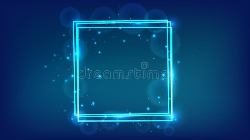 Neon Square Frame with Shining Effects and Sparkles Stock Vector ...