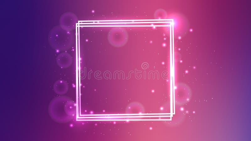Neon Square Frame with Shining Effects and Sparkles Stock Vector ...
