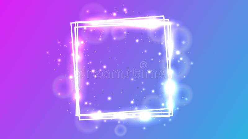 Neon Square Frame with Shining Effects and Sparkles Stock Illustration ...