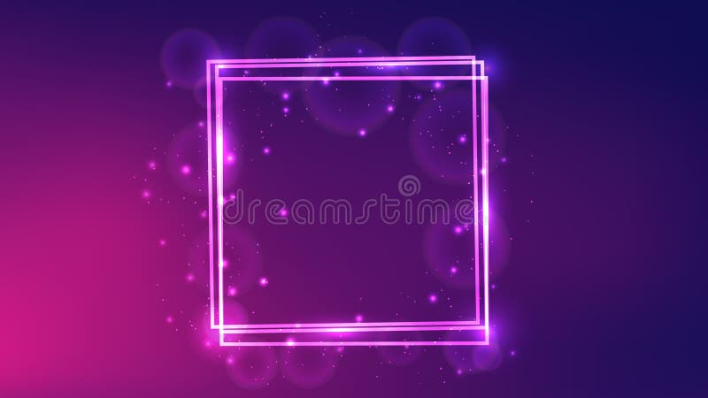 Neon Square Frame with Shining Effects and Sparkles Stock Illustration ...