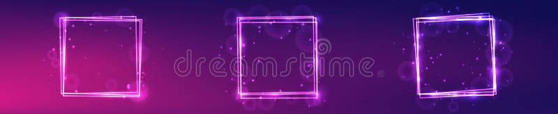 Neon Square Frame with Shining Effects and Sparkles Stock Illustration ...