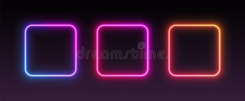 Neon Square Frames, Gradient Glowing Borders, Isolated UI Elements ...