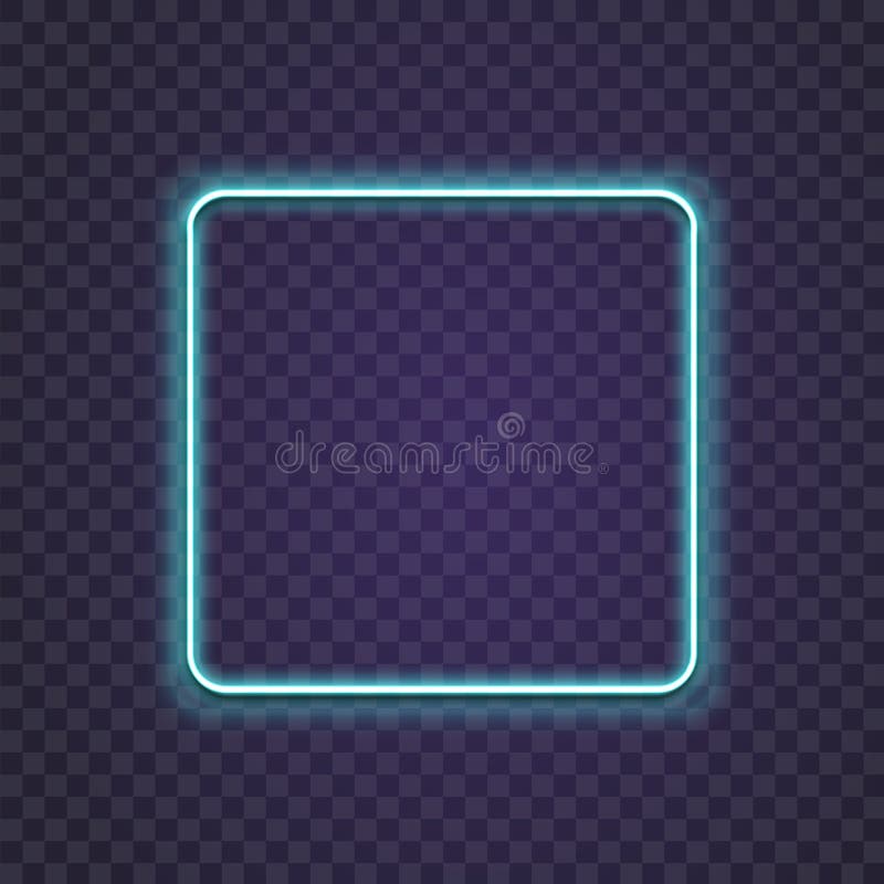Neon Rectangle. Glow Frame Border. Glossy Rectangle on Wall. Vector ...