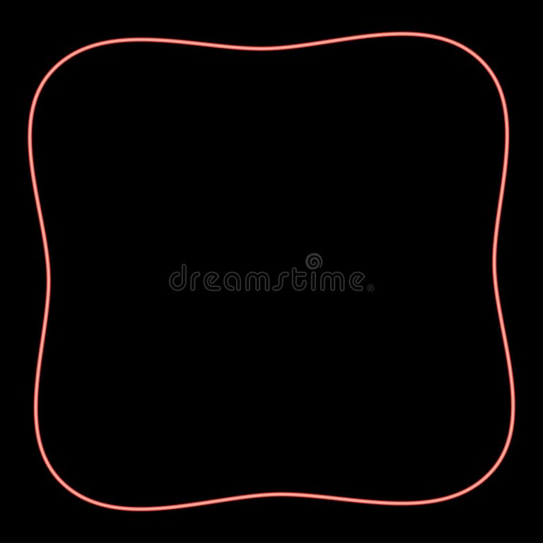 Neon Square Have Rounded Corners Rectangle Shape Red Color Vector ...