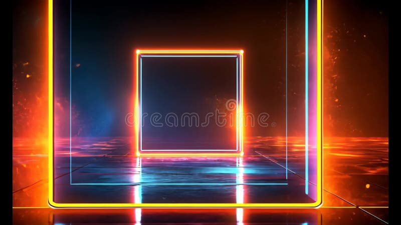 Neon Glowing Squares Creating a Futuristic Light Show Stock Video ...