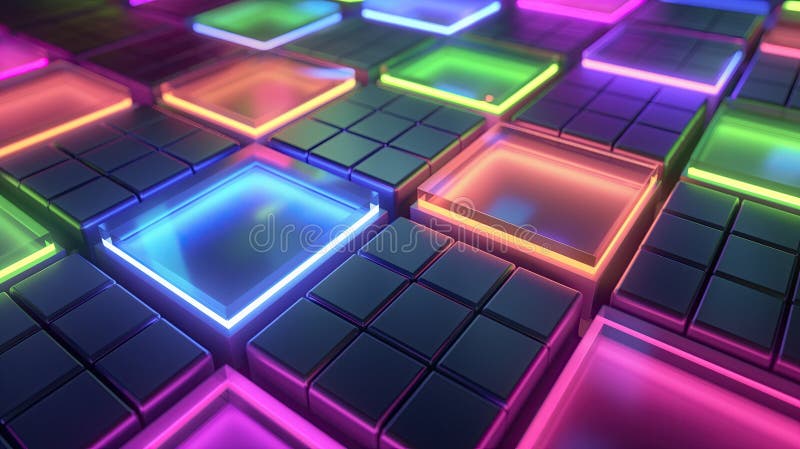 Neon squares effect stock illustration. Illustration of square - 309005220