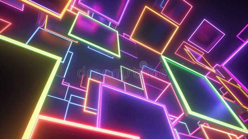 Neon squares effect stock illustration. Illustration of rectangle ...