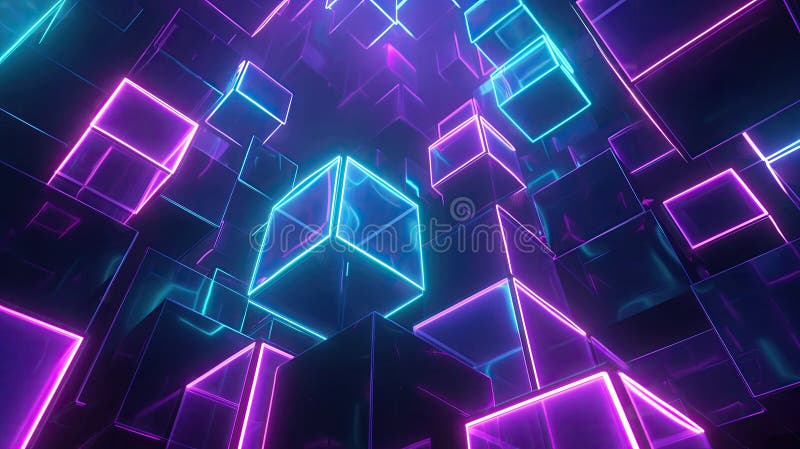 Neon squares effect stock illustration. Illustration of template ...