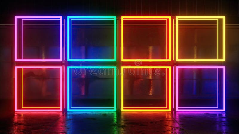 Neon squares effect stock illustration. Illustration of circle - 309007345