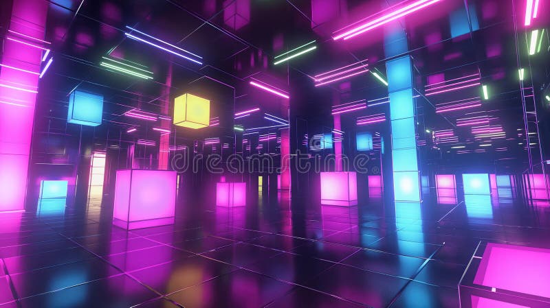 Neon squares effect stock photo. Image of shape, concept - 309008066