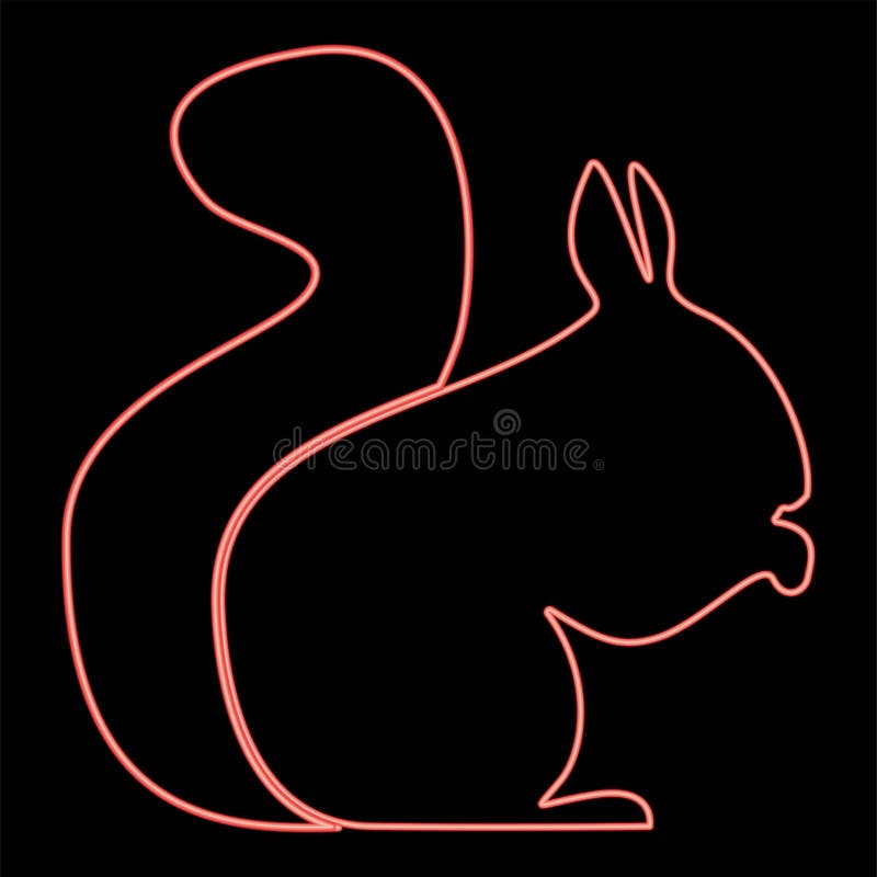 Neon Squirrel Red Color Vector Illustration Flat Style Image Stock ...