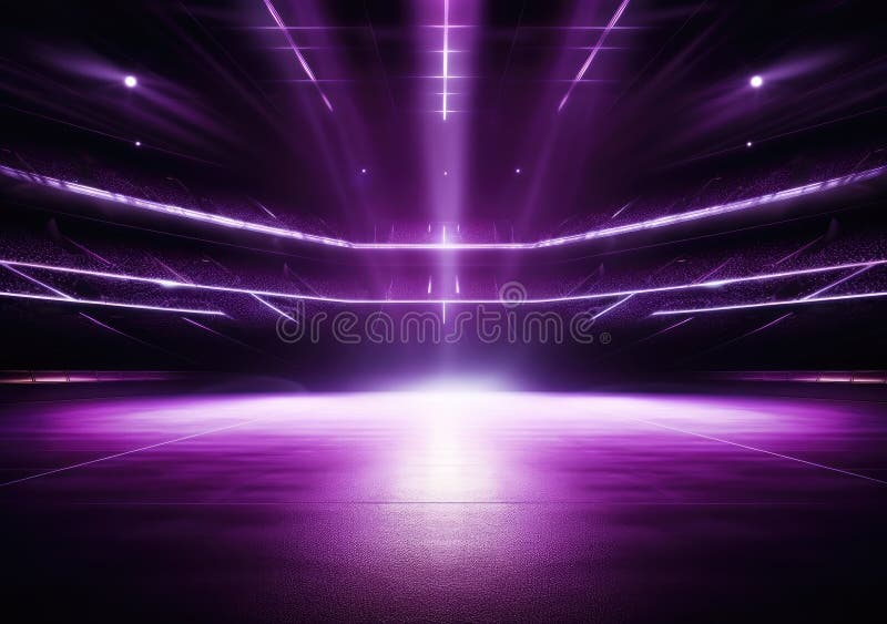 Neon Stadium Stage Glowing Neon Lighting and a Blank Platform for ...