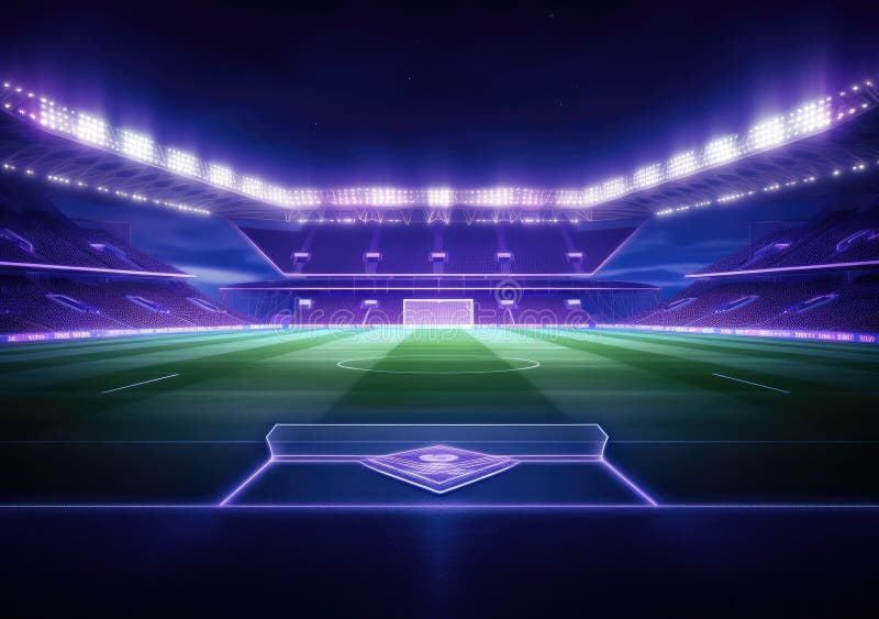 Neon Stadium Stage Glowing Neon Lighting and a Blank Platform for ...