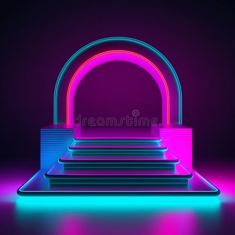 Neon Stage, Neon Light Decorated Room Background, Neon Light ...