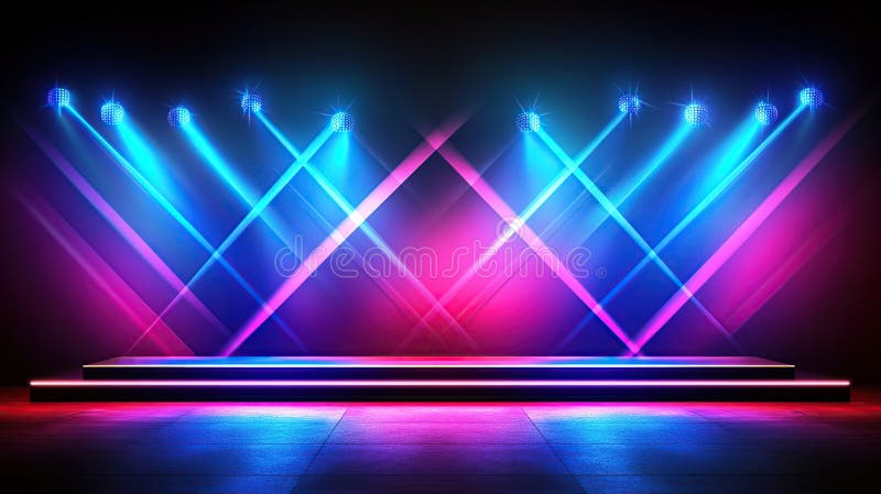 Neon Stage Lights Illuminate Empty Platform Stock Image - Image of ...