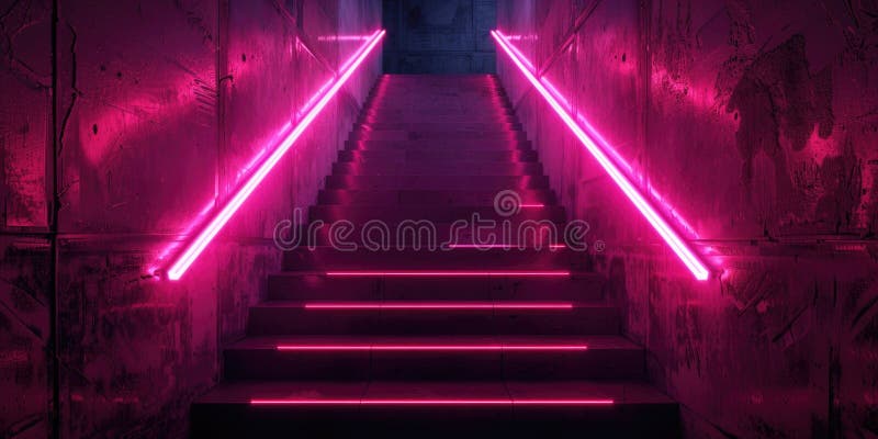 Neon Staircase stock image. Image of installation, upward - 372141881