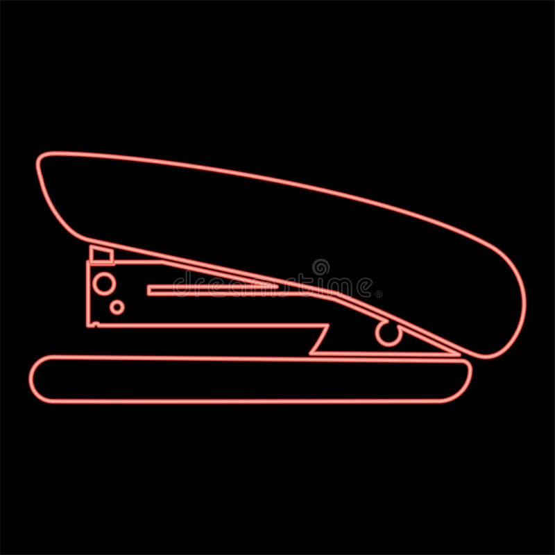 Neon Stapler Red Color Vector Illustration Flat Style Image Stock ...