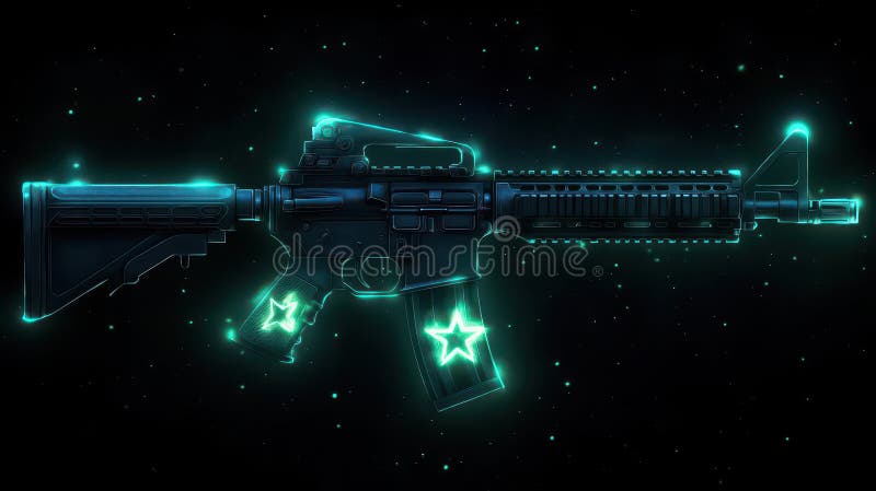 Neon Star Assault Rifle stock illustration. Illustration of night ...