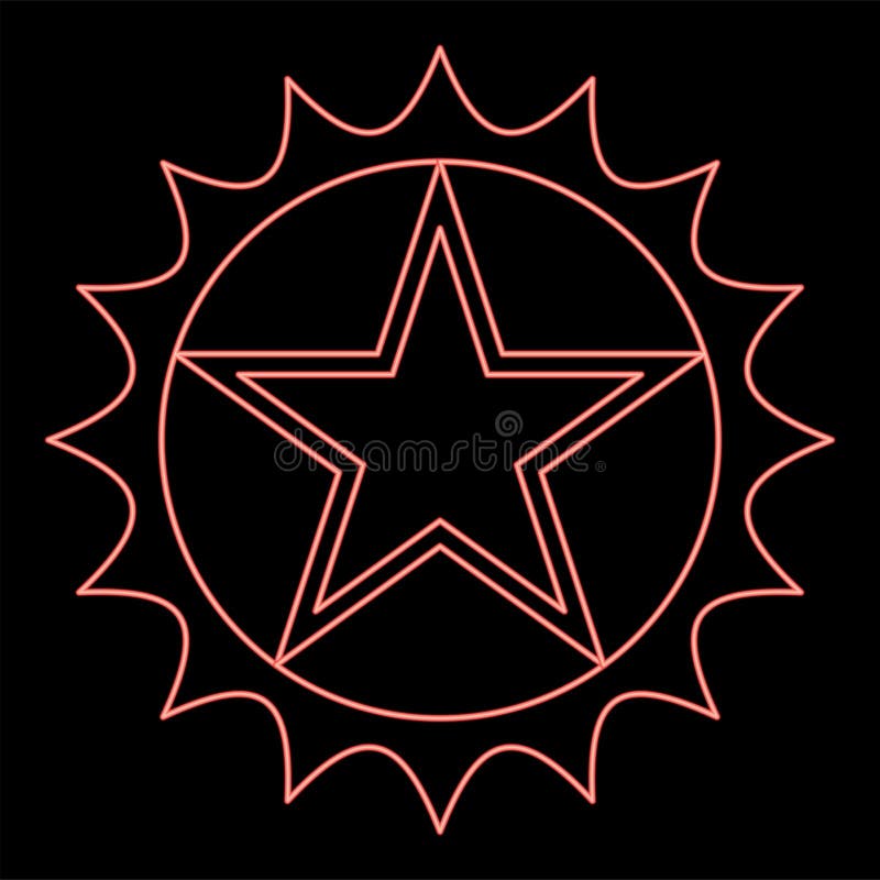 Neon Star in Circle with Sharp Edges Red Color Vector Illustration ...
