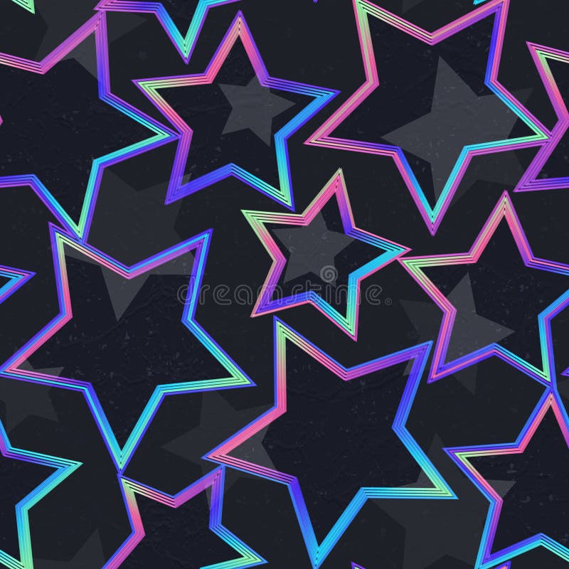 Neon Star Frame or Neon Lights Sign. Vector Abstract Background, Tunnel ...