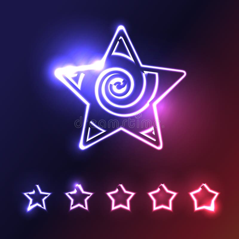 Neon Star Icons Collection on Dark Background Stock Vector ...