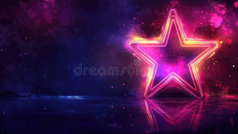 Neon Star Reflection on Vibrant Purple and Pink Abstract Background ...