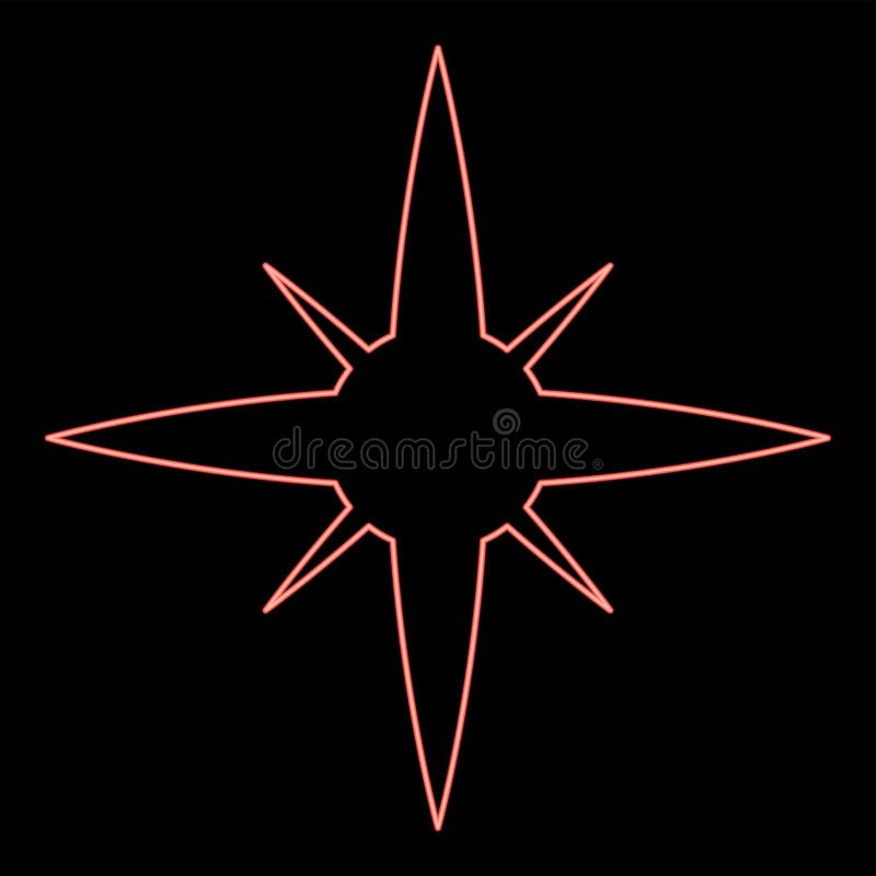 Neon Star Spark Red Color Vector Illustration Image Flat Style Stock ...