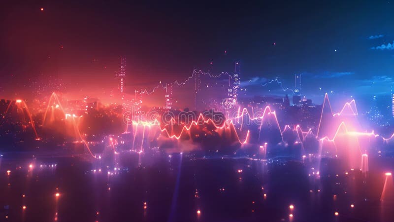 Illuminated Cityscape with Vibrant Stock Market Graph Overlay Stock ... Illuminated Cityscape with Vibrant Stock Market Graph Overlay Stock ...