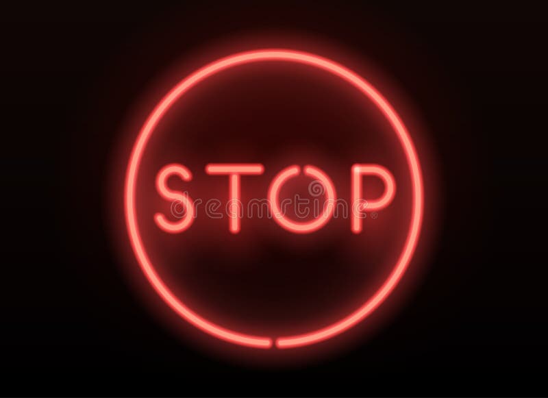 Neon stop sign stock illustration. Illustration of illumination - 6729448