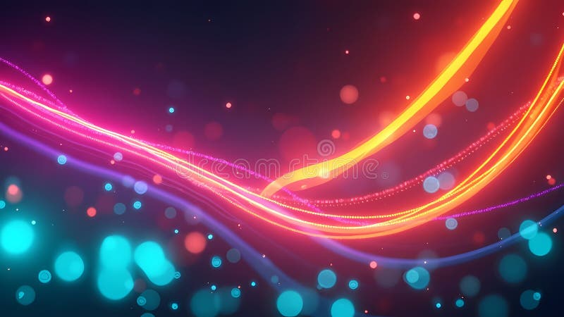 Neon Streaks and Bokeh in Abstract Design Stock Illustration ...