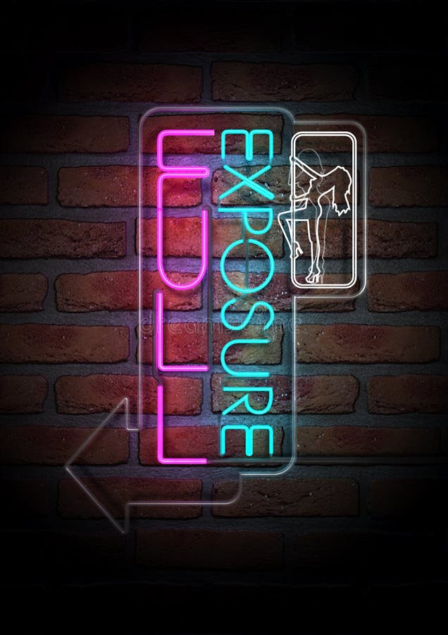 Neon Stripper Sign on a Face Brick Wall Stock Illustration ...