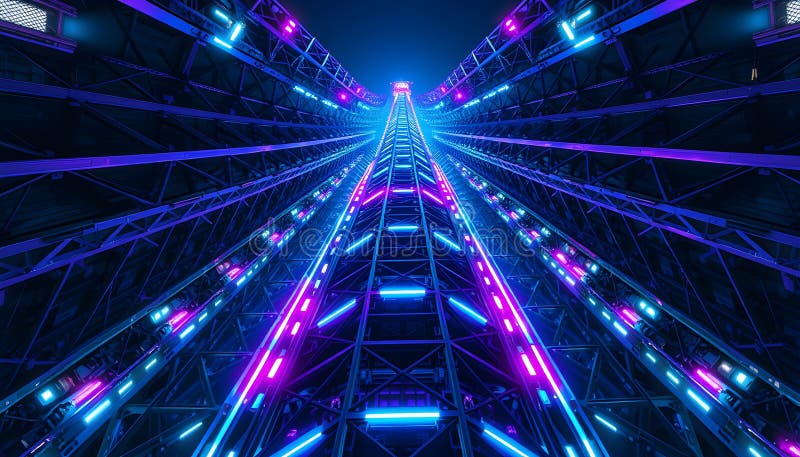 Neon Structure: Illuminated Industrial Design Stock Illustration ...