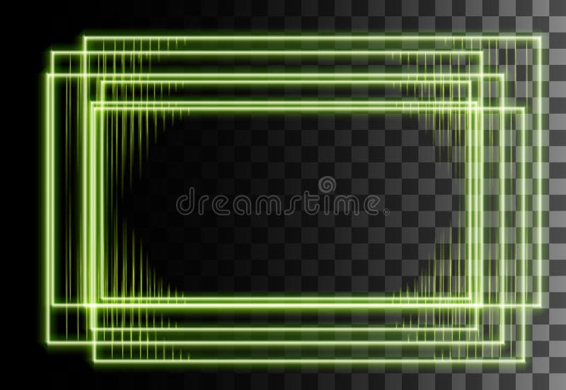Neon Style Abstract Rectangular Frame. Green Effect Frame. Glittering ...