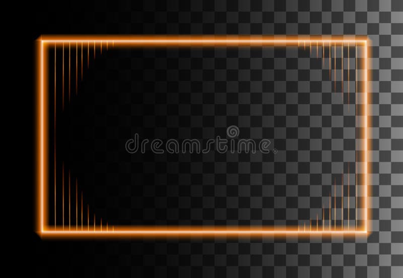 Neon Style Abstract Rectangular Frame. Yellow Effect Frame. Glittering ...
