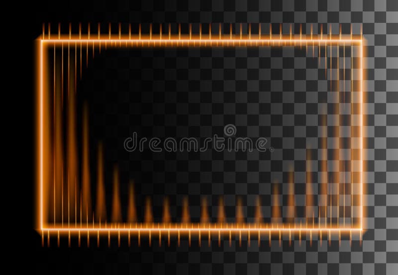 Neon Style Abstract Rectangular Frame. Yellow Effect Frame. Glittering ...